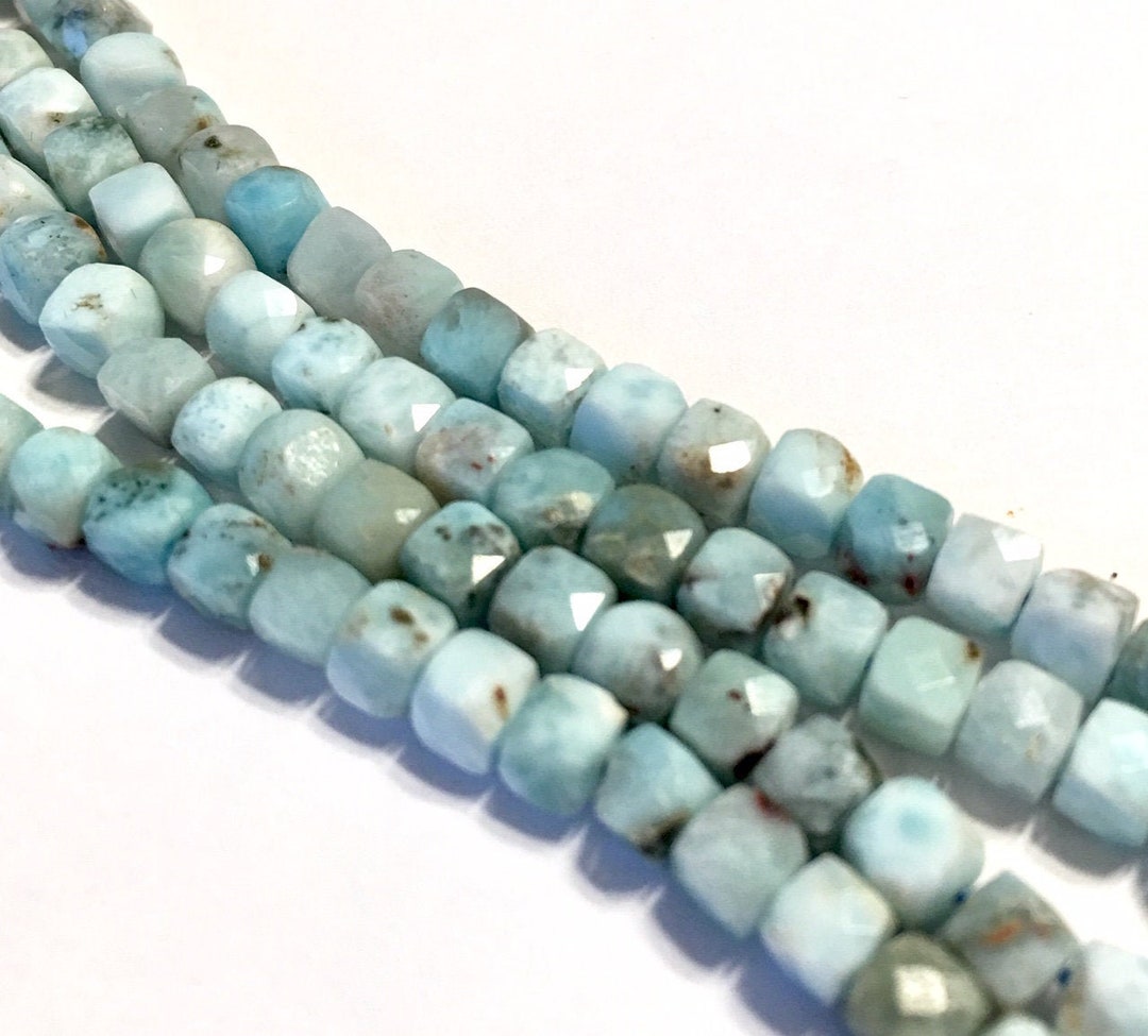 Dominican Larimar Faceted Cubes 4 Petite Beads - Etsy