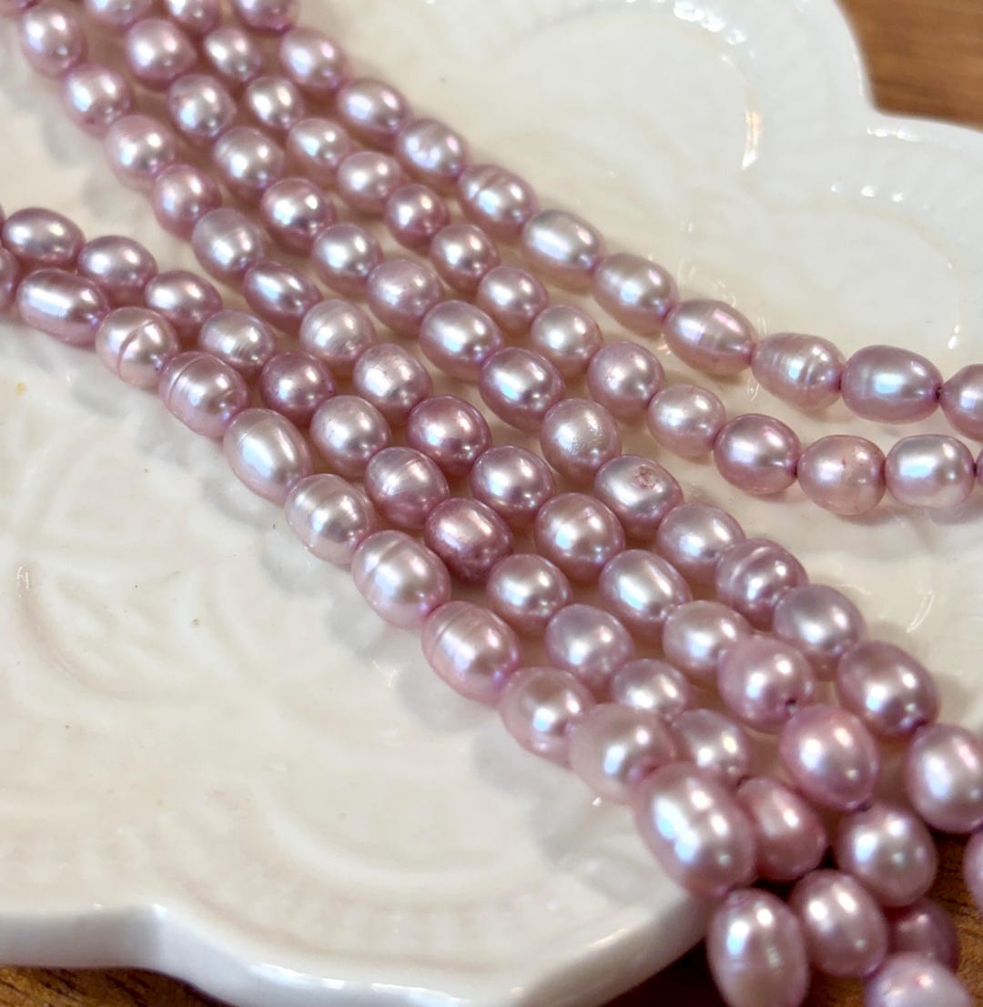 Fresh Water Rice Pearls Lovely Creamy Mauve/purple Color WHOLE 16 ...
