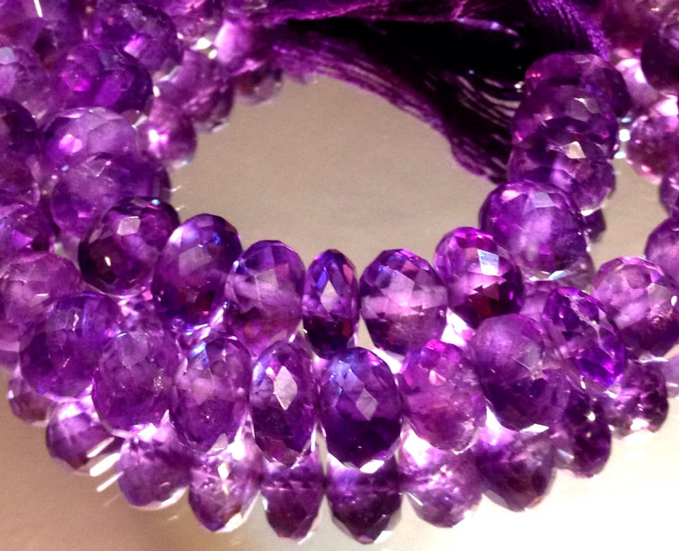 Royal Purple Amethyst Faceted Rondelles AAA 6 Beads - Etsy