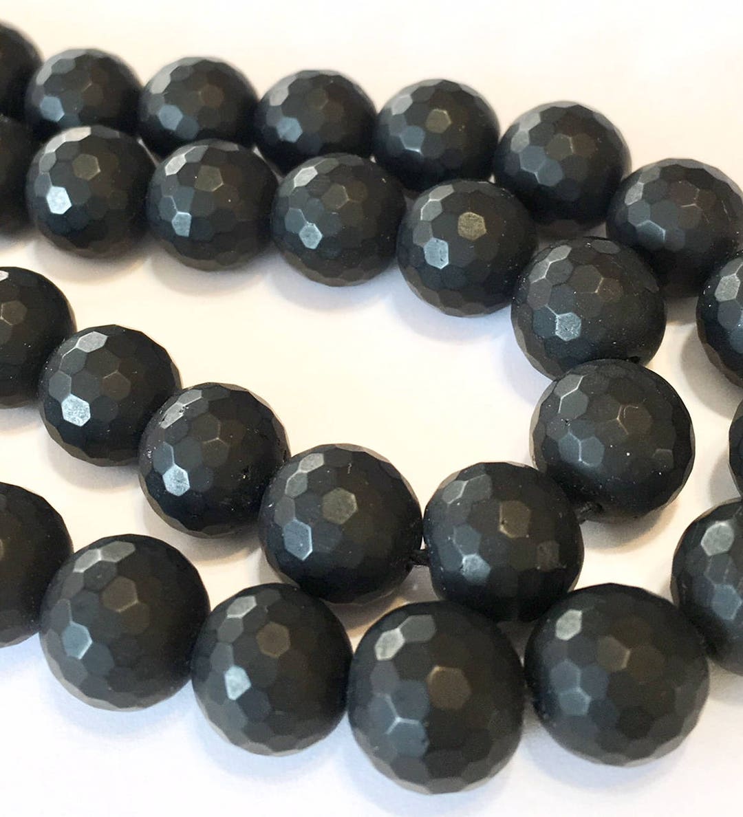 Black Matte Agate Faceted Round Beads Whole Strand Size 10mm - Etsy