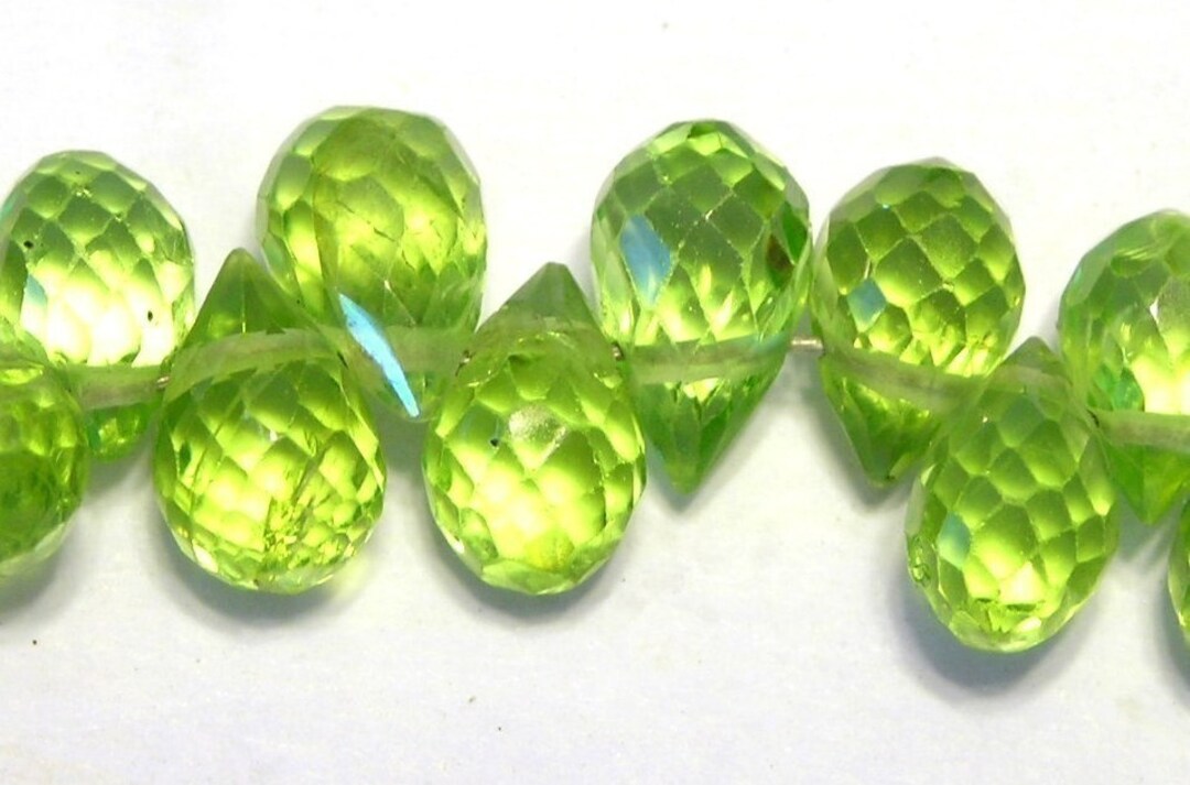 Peridot Faceted Tear Drops 6 Pieces - Etsy