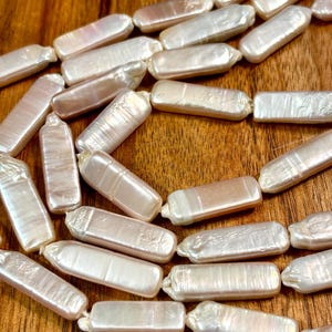 Flat Stick Pearls Super Pale Pink Cream Peacock Color Whole Strand - Etsy