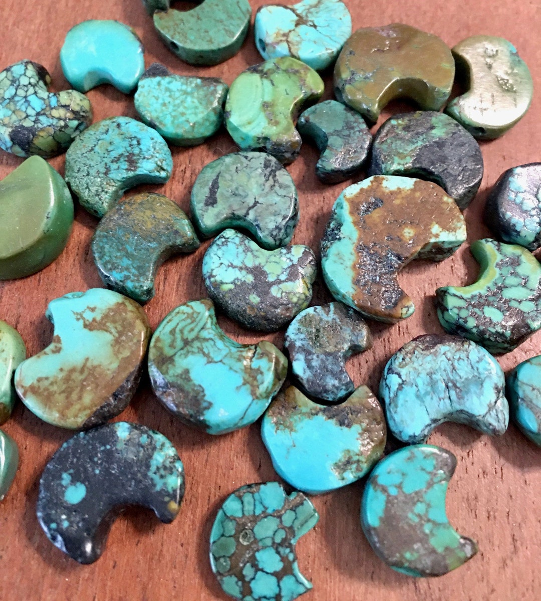 REAL TURQUOISE Moon Shaped Beads STRAIGHT Top to Bottom Drilled Pack of ...
