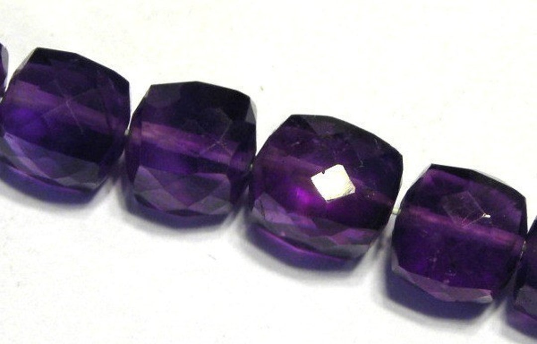 Amethyst Faceted Cubes 4 Petite Beads - Etsy