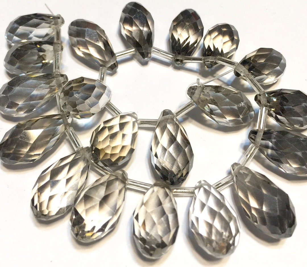 Black Diamond Faceted Crystal Drop Briolettes Top Drilled 17mm - Etsy