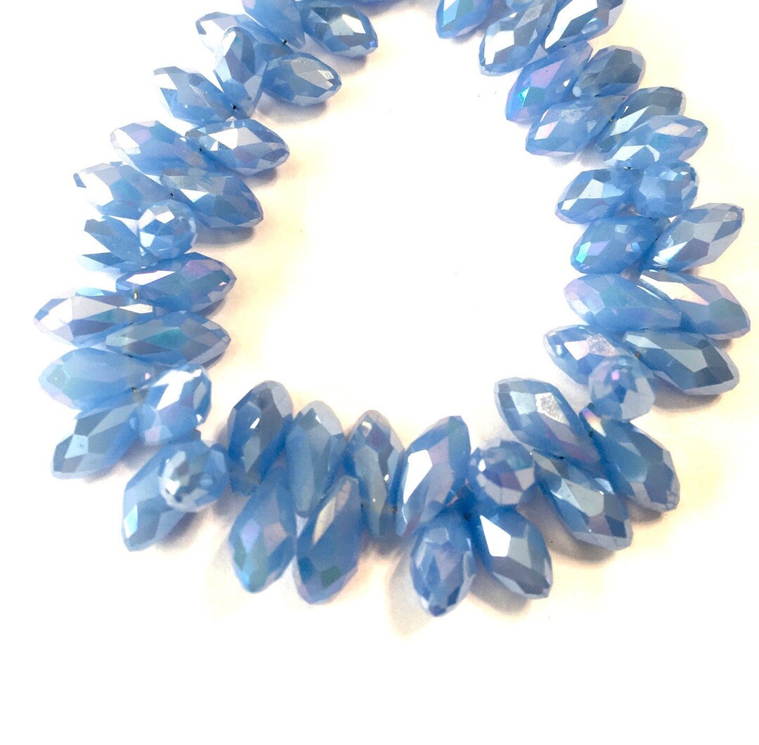 Periwinkle Blue Faceted Small Crystal Drop Briolettes Top Drilled 5.5mm ...