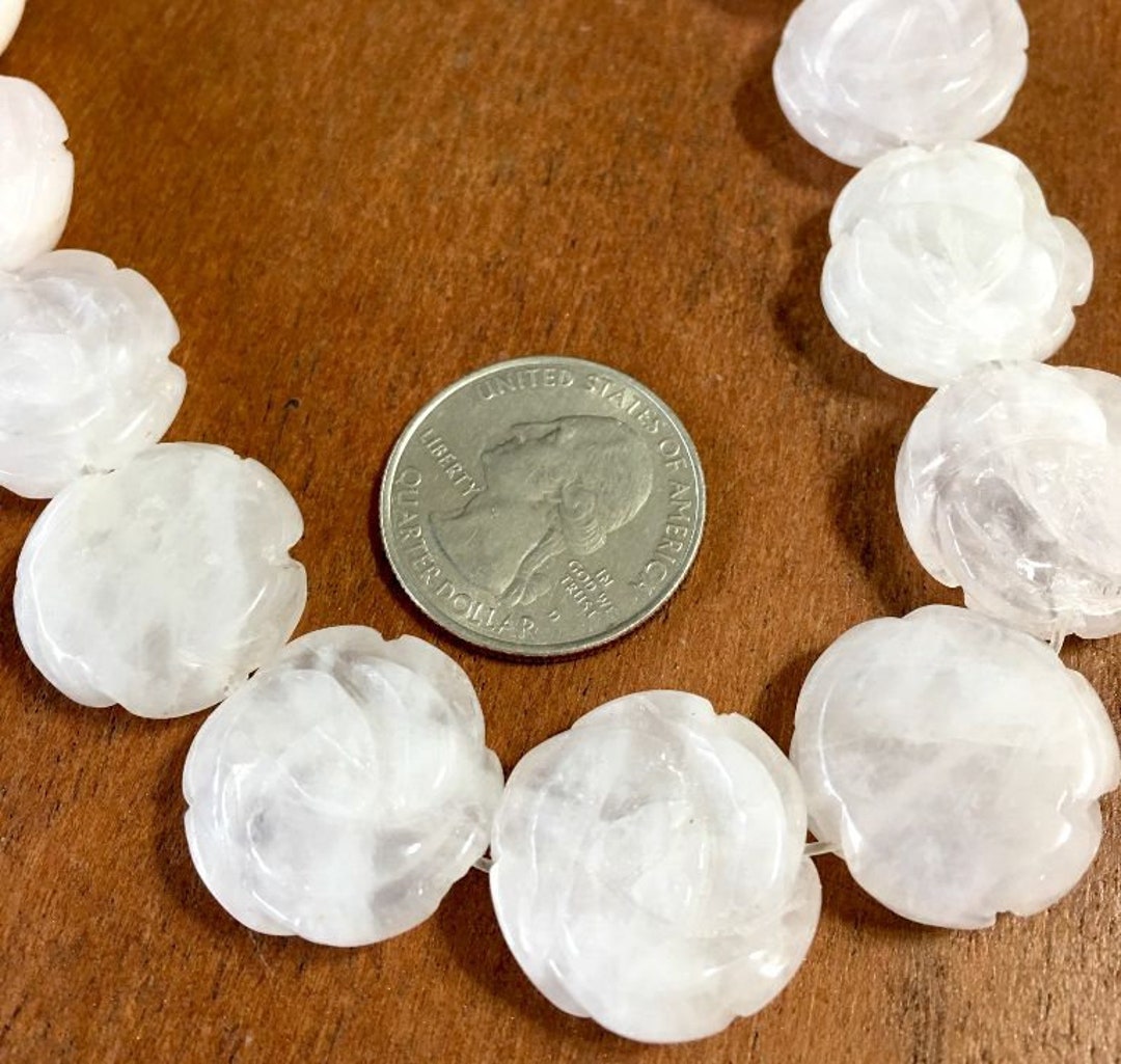 Natural ROSE Quartz Extremely PALE Carved Rose Beads 20mm 4 Pieces - Etsy
