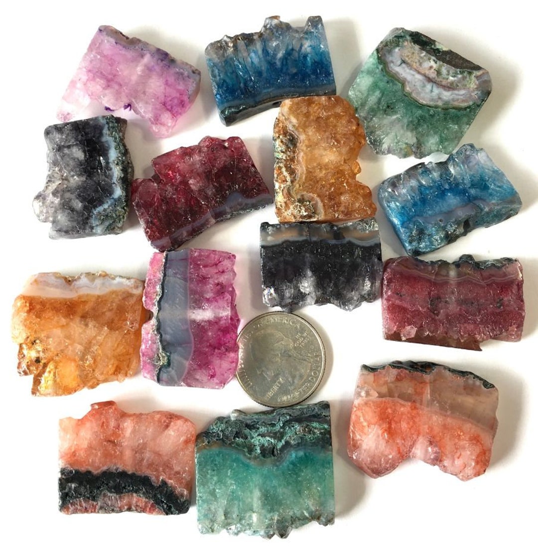 Natural Rock Crystal DRUZY SLAB Pendant Dyed Colors to 7 Chose From 1 ...