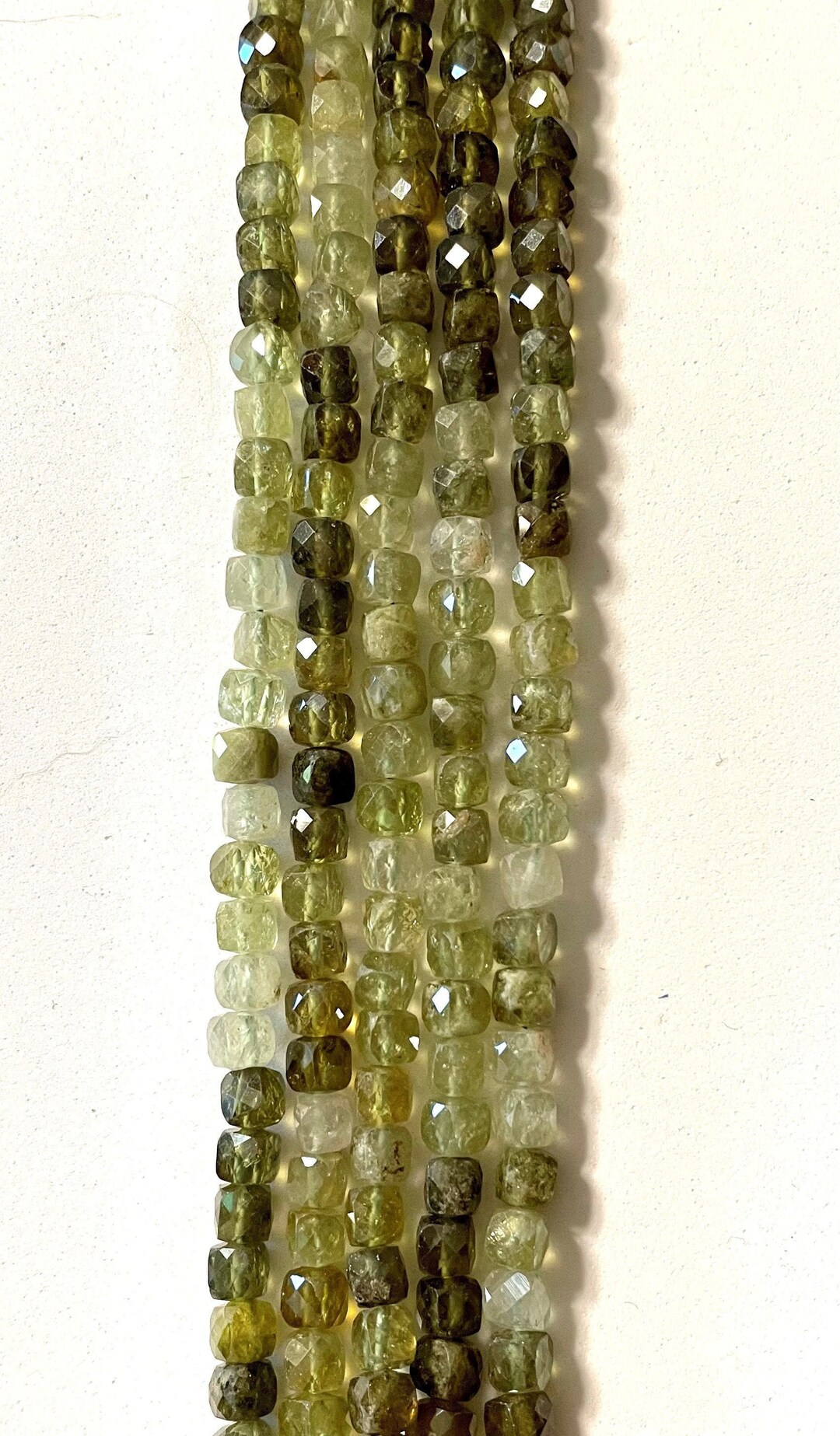Green Grossular Garnet Faceted Cubes 4 Beads - Etsy