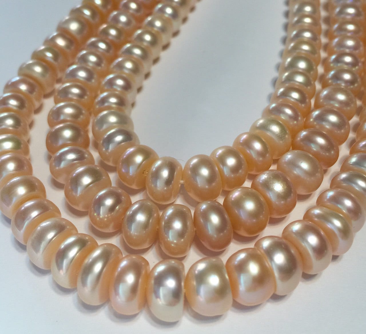 Peach BIG Pink Natural Color Rondelle Corn Pearls Full 14inch Strand - Etsy