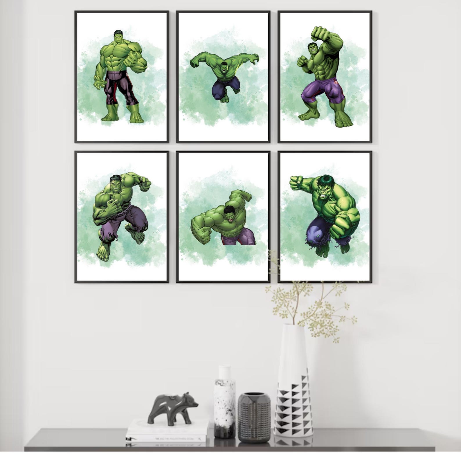 Set of 6 Hulk Digital Prints, Superhero, Boys Room Decor, Kids, Baby ...