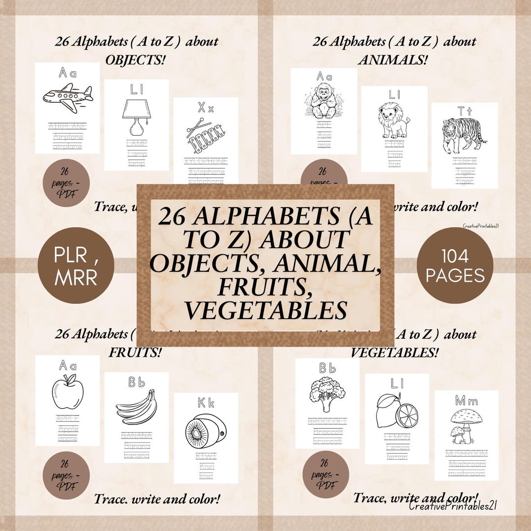 26 Alphabets A to Z About Objects, Animals, Fruits, Vegetables ...
