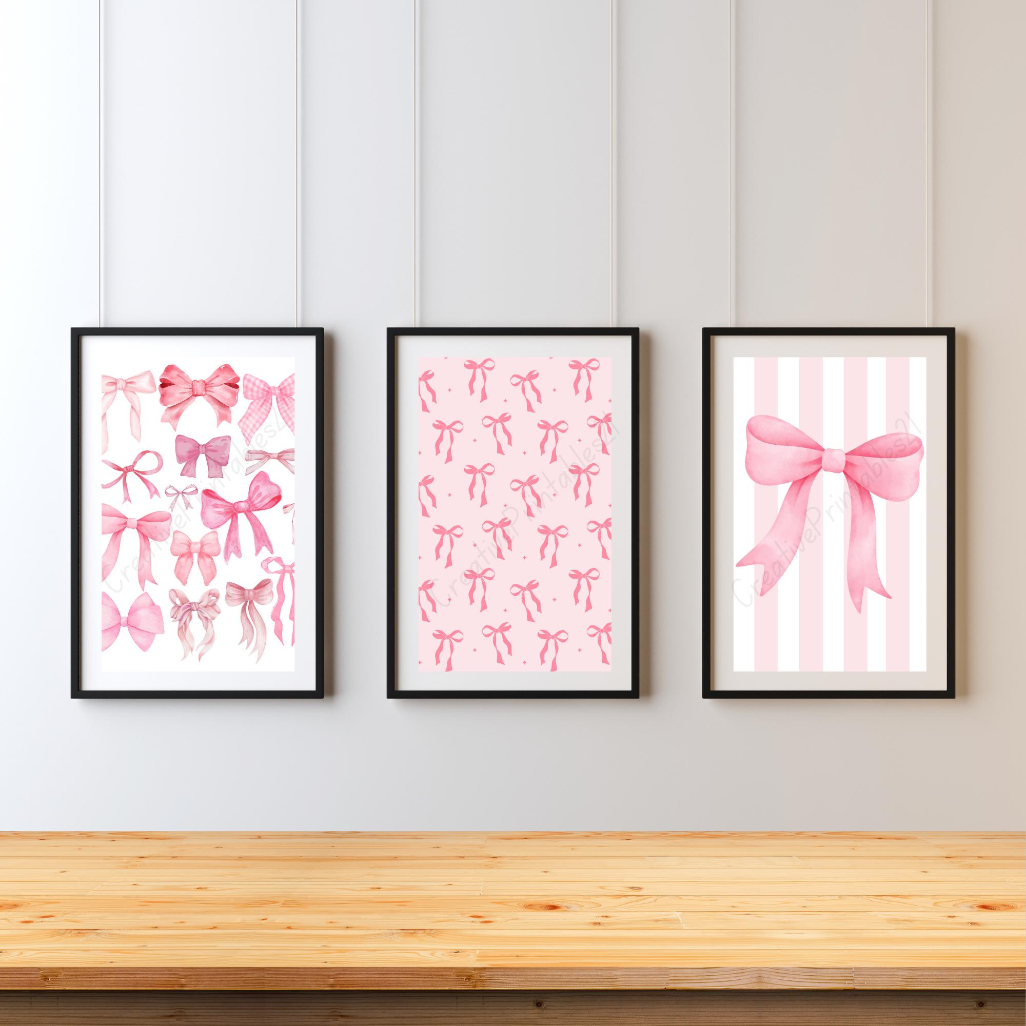 Trendy Pink Bows Wall Art Set of 6, Aesthetic Girly Poster, College ...