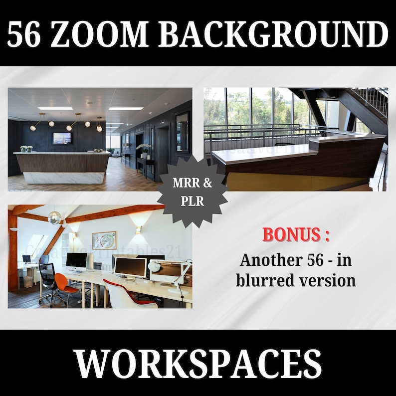 Ultimate 56 Zoom Background Bundle, Workspaces, MRR, PLR, Google Meet, Microsoft Teams, Skype ...