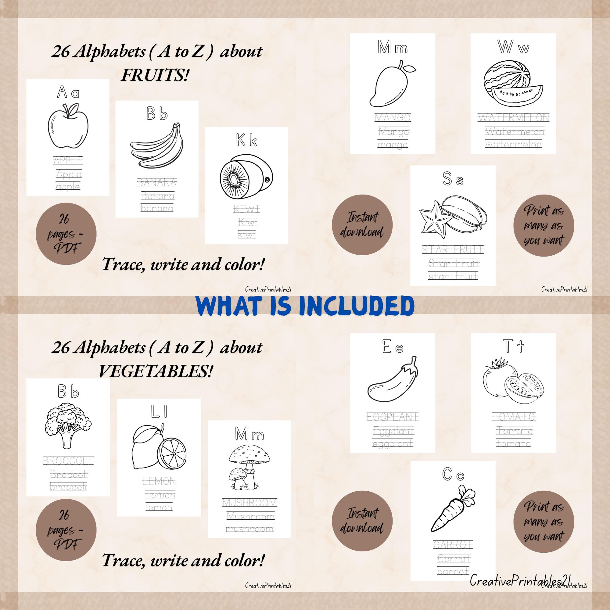 26 Alphabets A to Z About Objects, Animals, Fruits, Vegetables ...