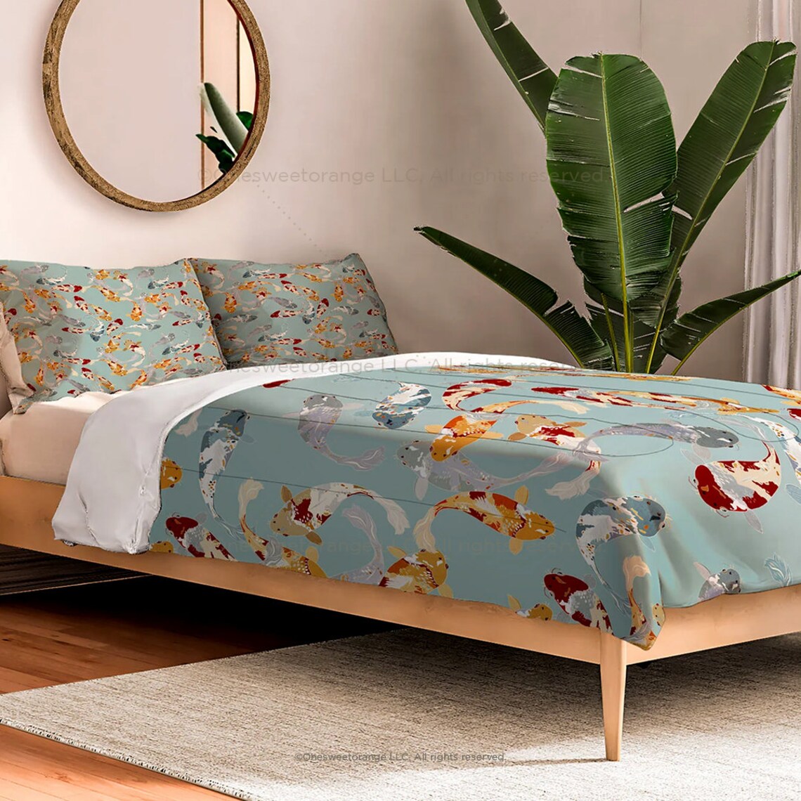 Comforter Koi Fish Pond Bedding Home Decor Comforter Pillow Sham Set ...