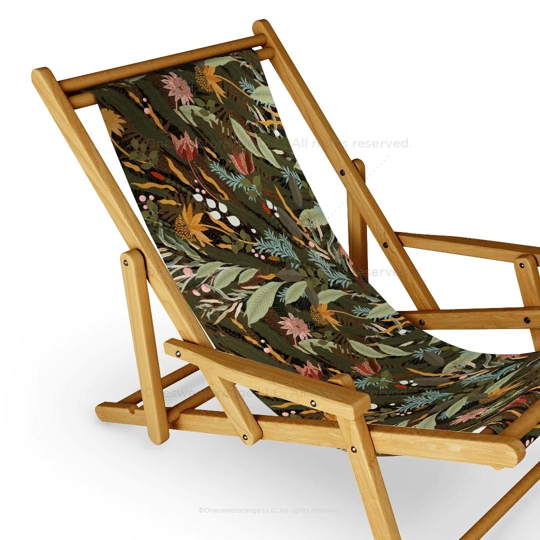 Sling Chair Biophilia Desiree Beach Chair Floral Pattern Recliner Patio ...