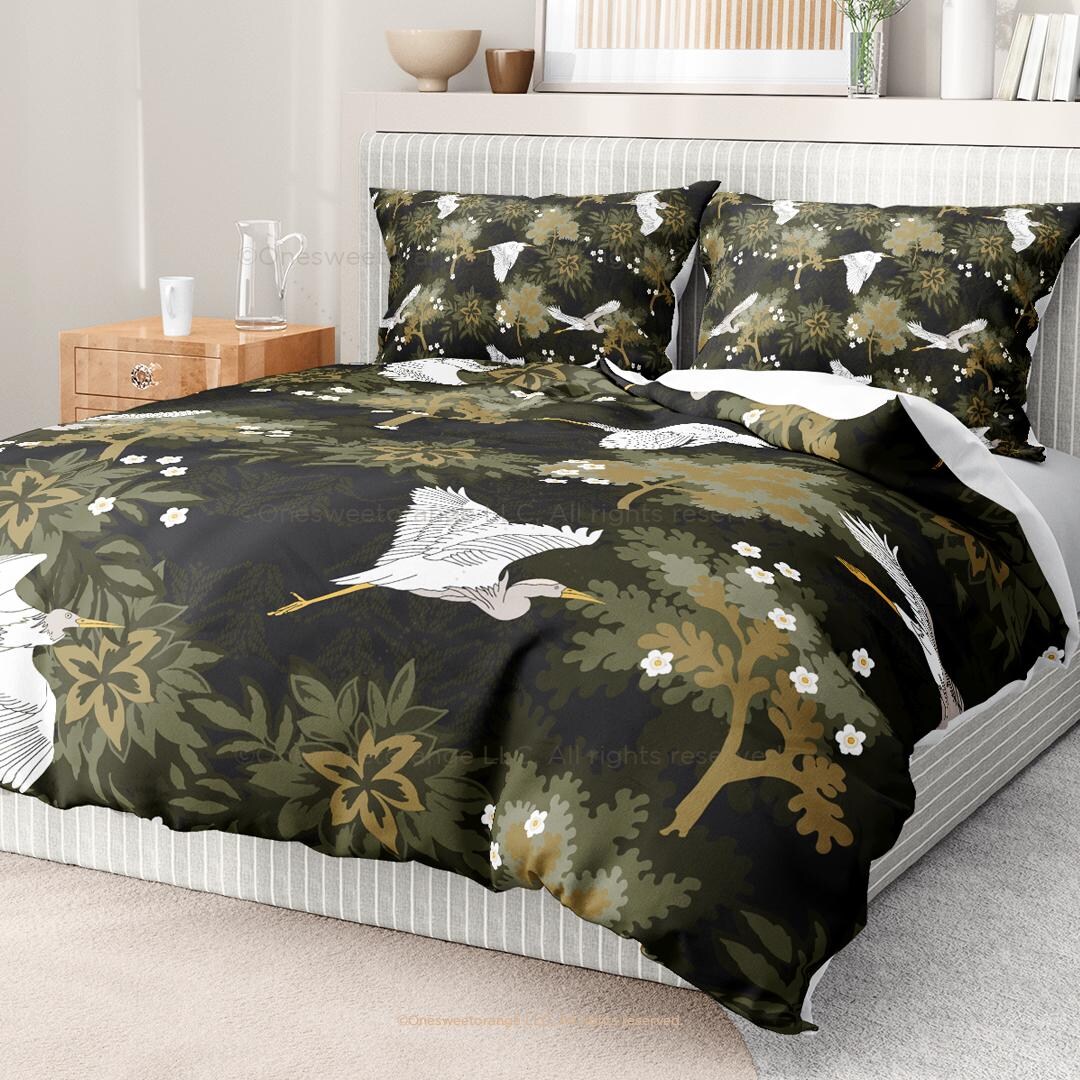 Duvet Cover Herons Over Jungle Bedding Home Decor Duvet Pillow Sham Set ...