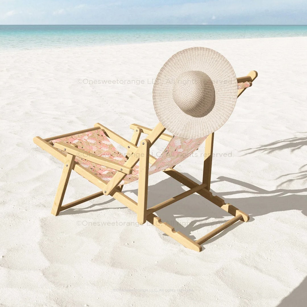 Sling Chair Pink Flamingos Camel Beach Chair Pastel Flamingo Pattern ...