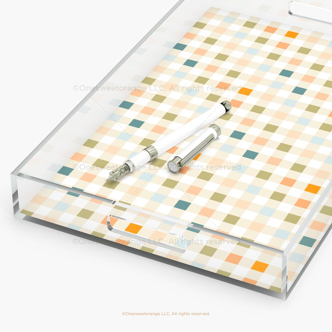 Acrylic Tray Pastel Checker Countertop Organizing Tray Makeup Tray Art ...