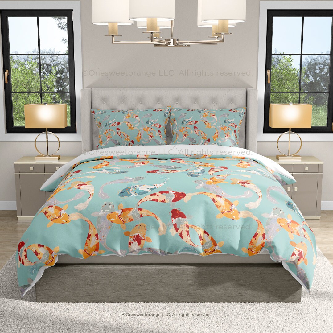Comforter Koi Fish Pond Bedding Home Decor Comforter Pillow Sham Set ...