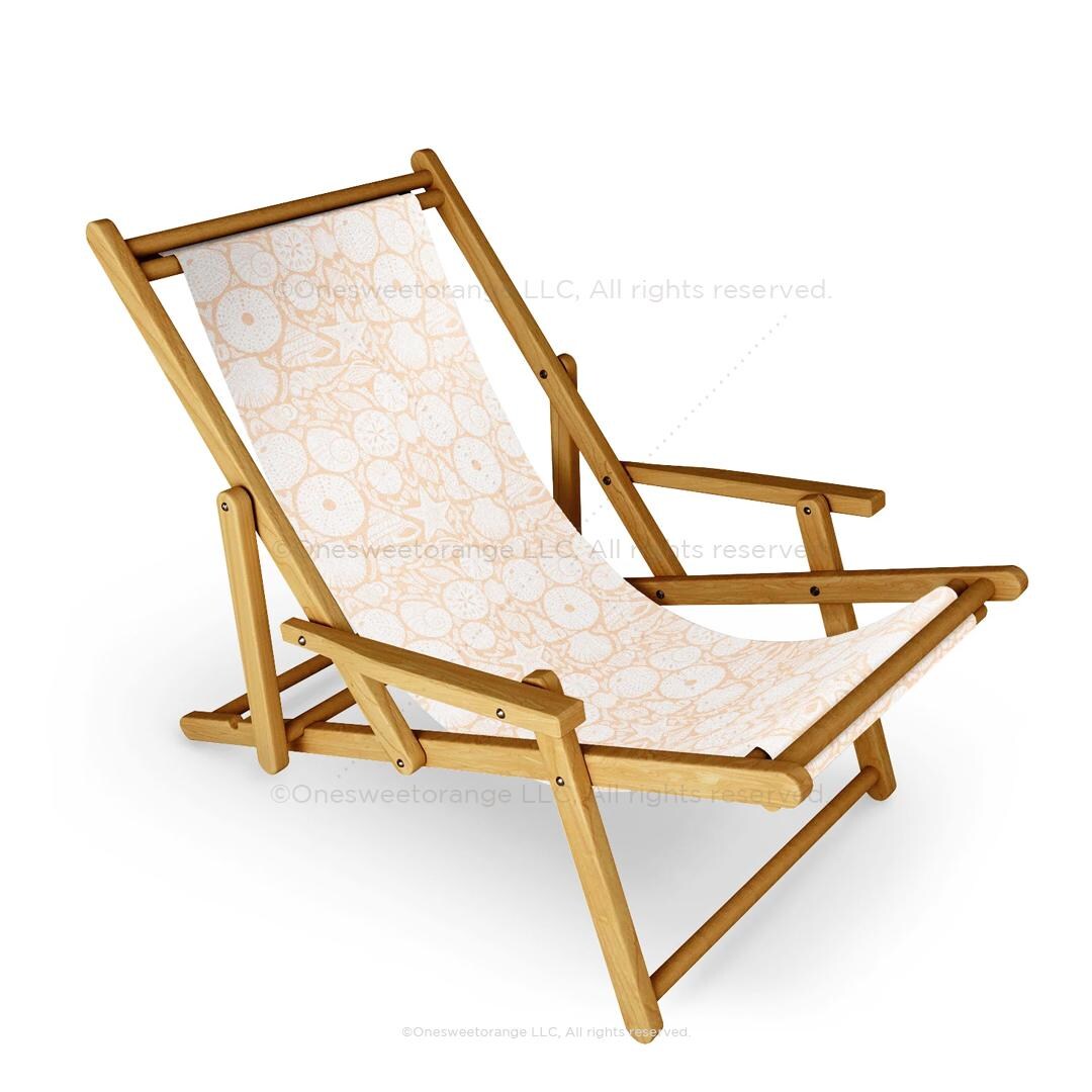 Sling Chair Seashell Coral Beach Chair Sea Shell Pattern Recliner Patio ...