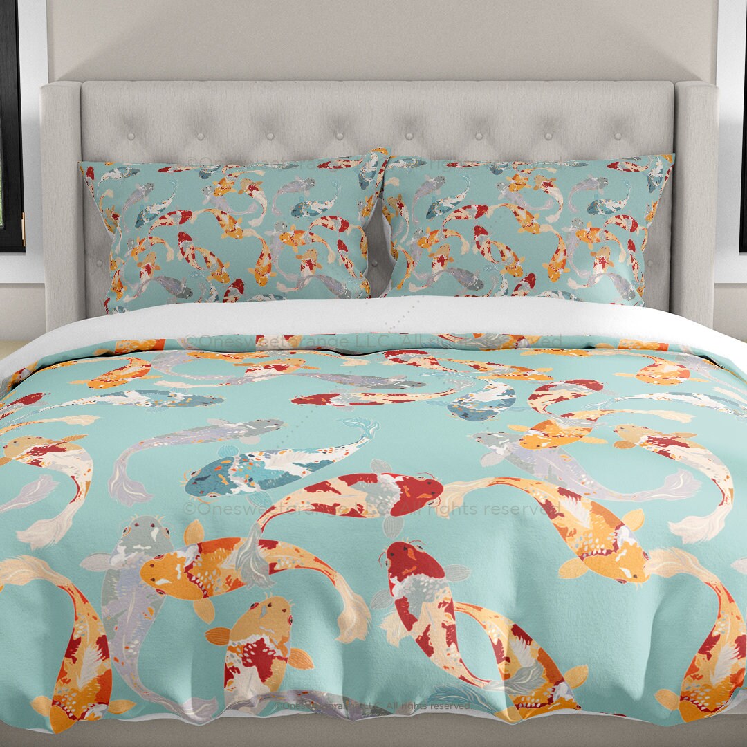 Comforter Koi Fish Pond Bedding Home Decor Comforter Pillow Sham Set ...