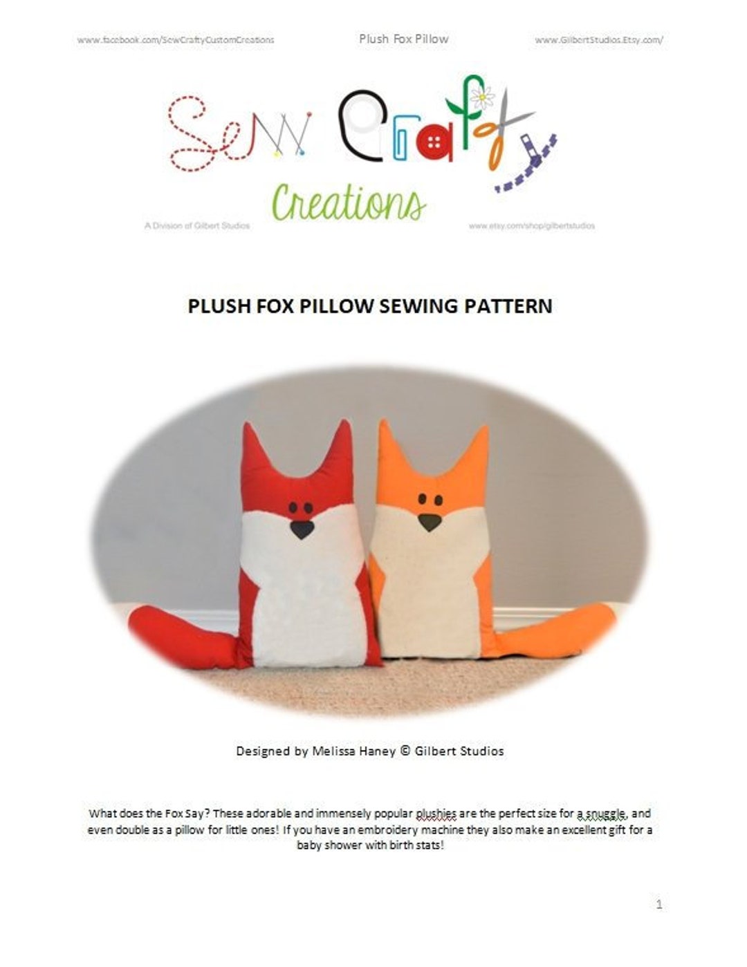 Pattern: Plush Fox Pillow Pattern - Etsy