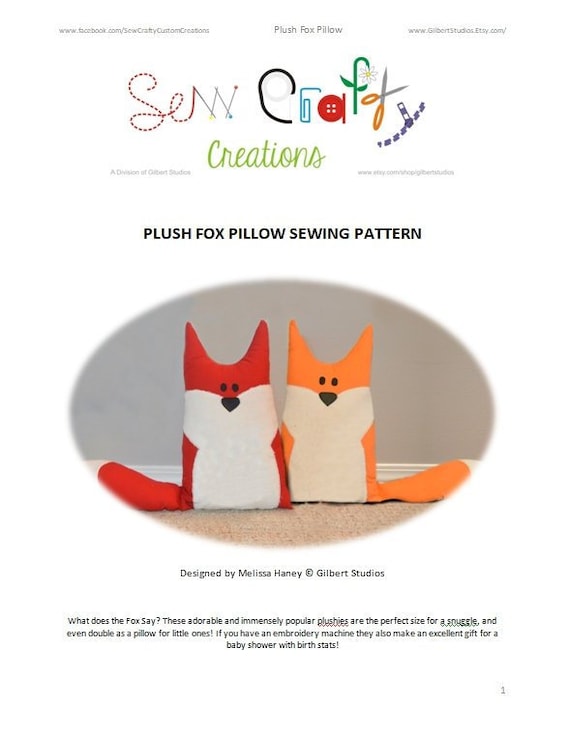 Pattern: Plush Fox Pillow Pattern | Etsy