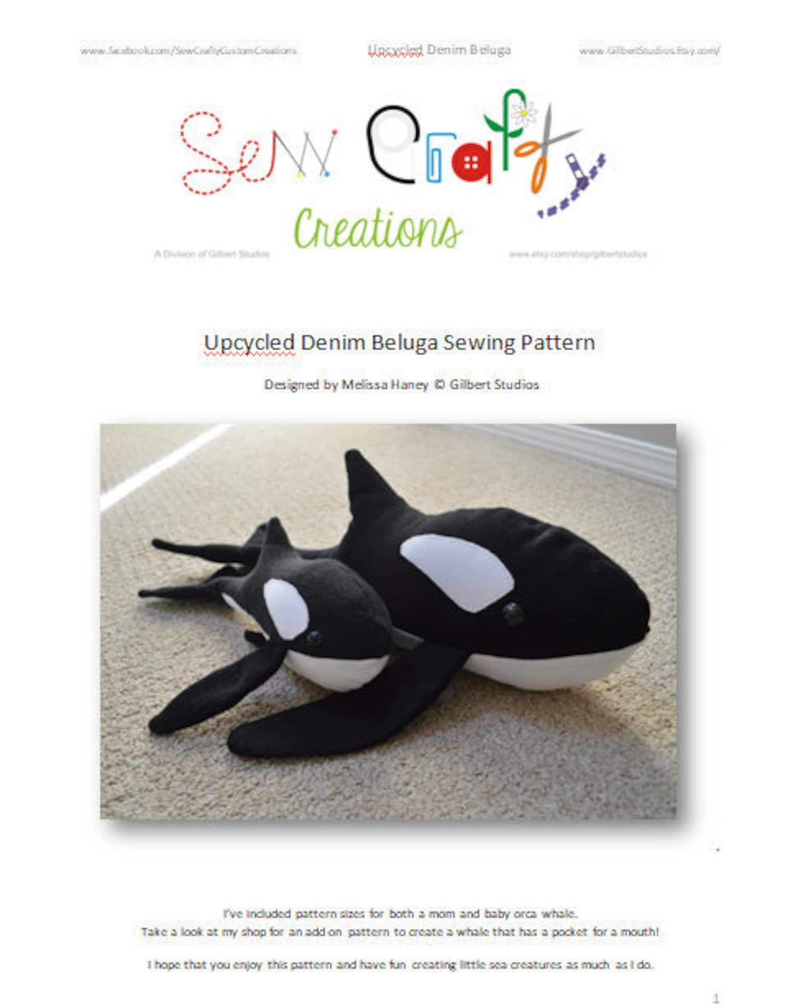 Pattern: Upcycled Denim Orca Whale PDF PATTERN ONLY - Make Your Own ...
