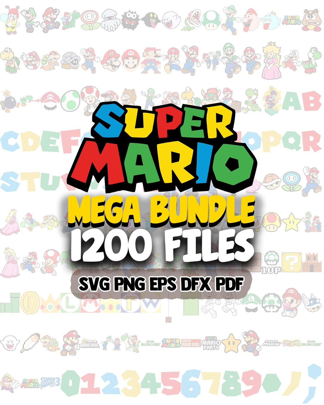 Super Mario SVG Bundle for Cricut and Sublimation, Mario Font Included ...