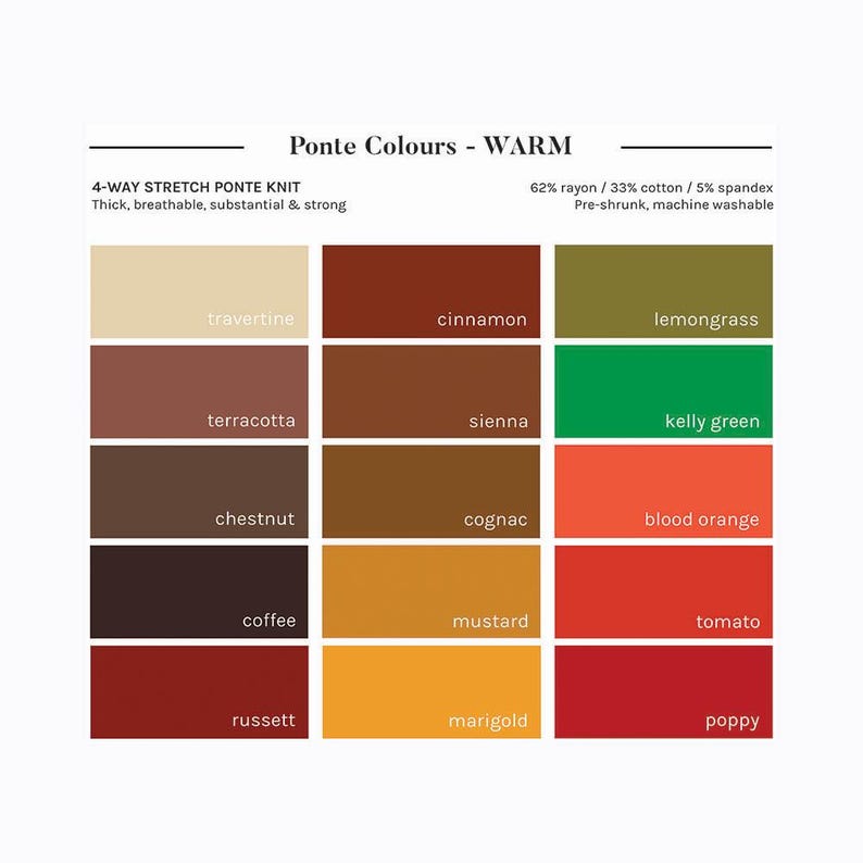 Colour Analysis Swatches - Warm Palette - Etsy
