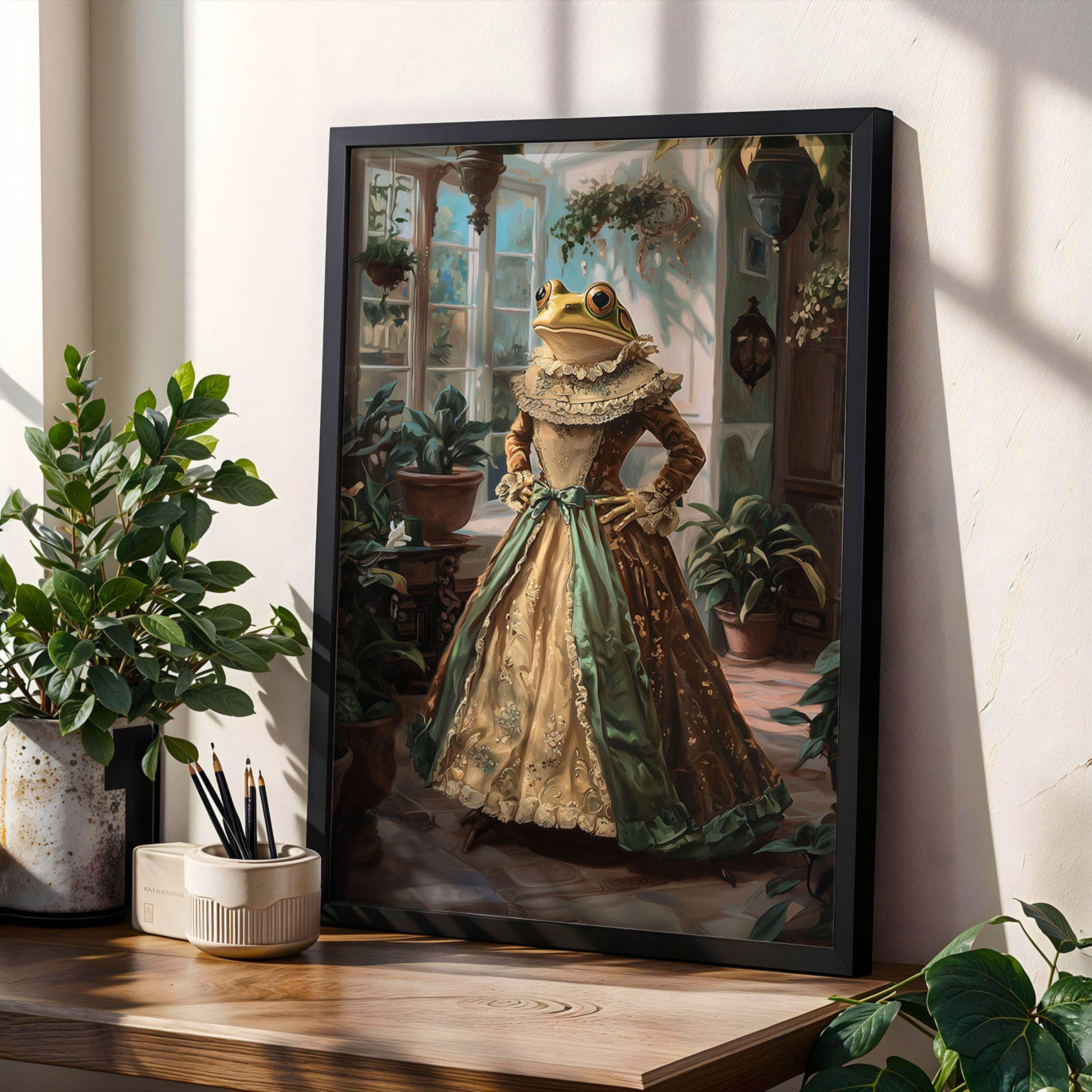 Victorian Lady Frog Portrait Poster Whimsical Animal Wall Art Elegant ...