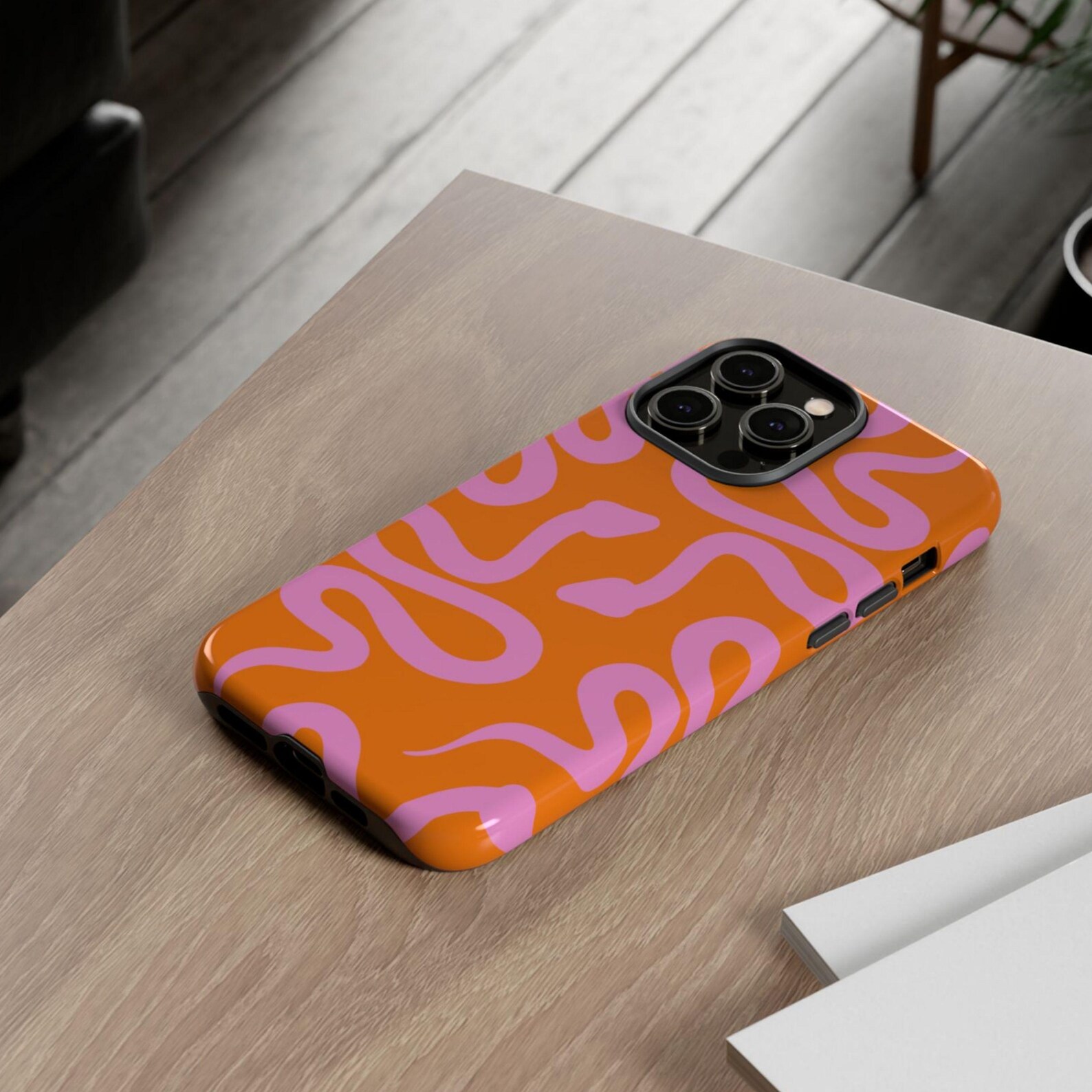 Custom Color Snake Pattern Phone Case, Retro Aesthetic, iPhone 16 15 14 ...