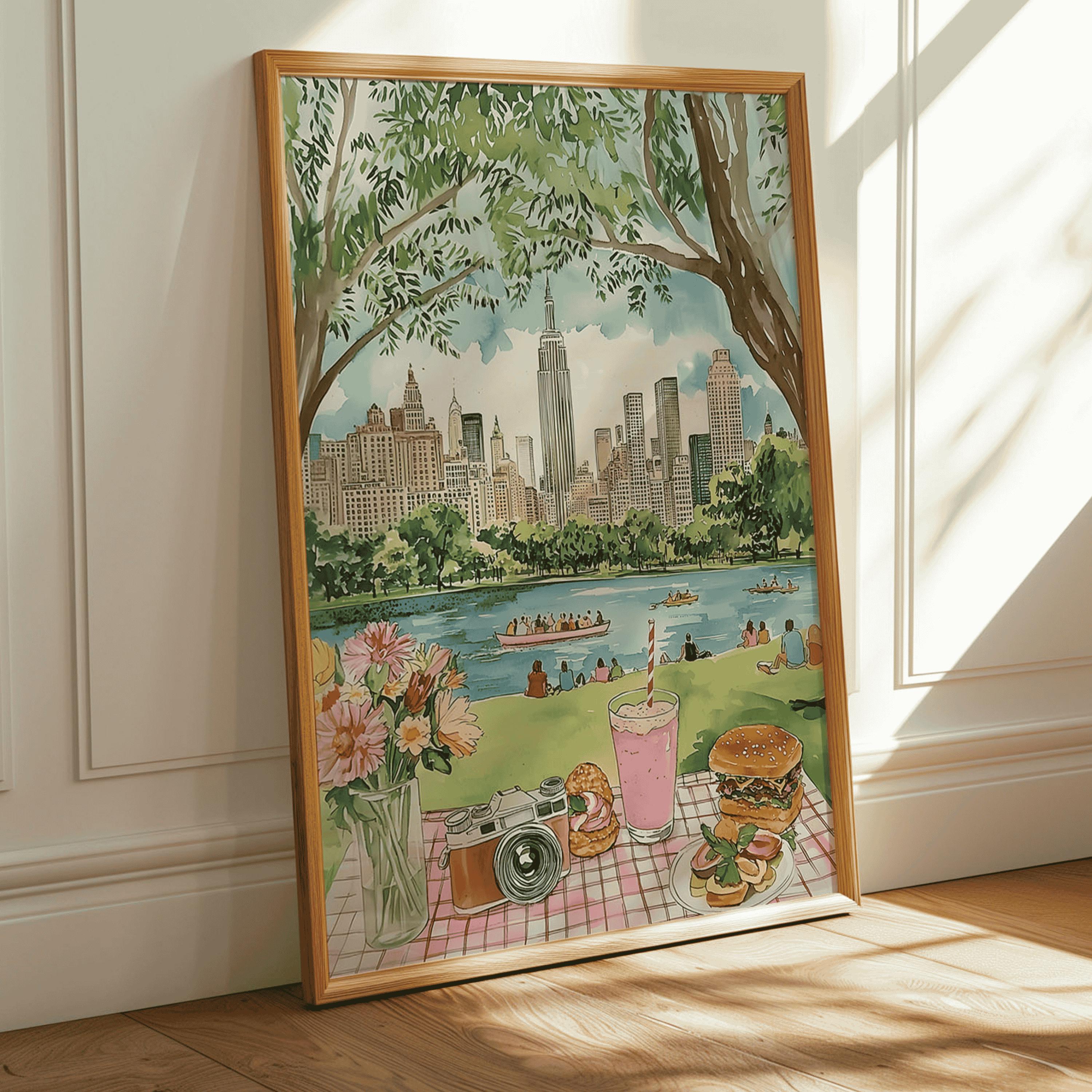 New York Central Park Picnic Print New York Wall Art Spring Landscape ...