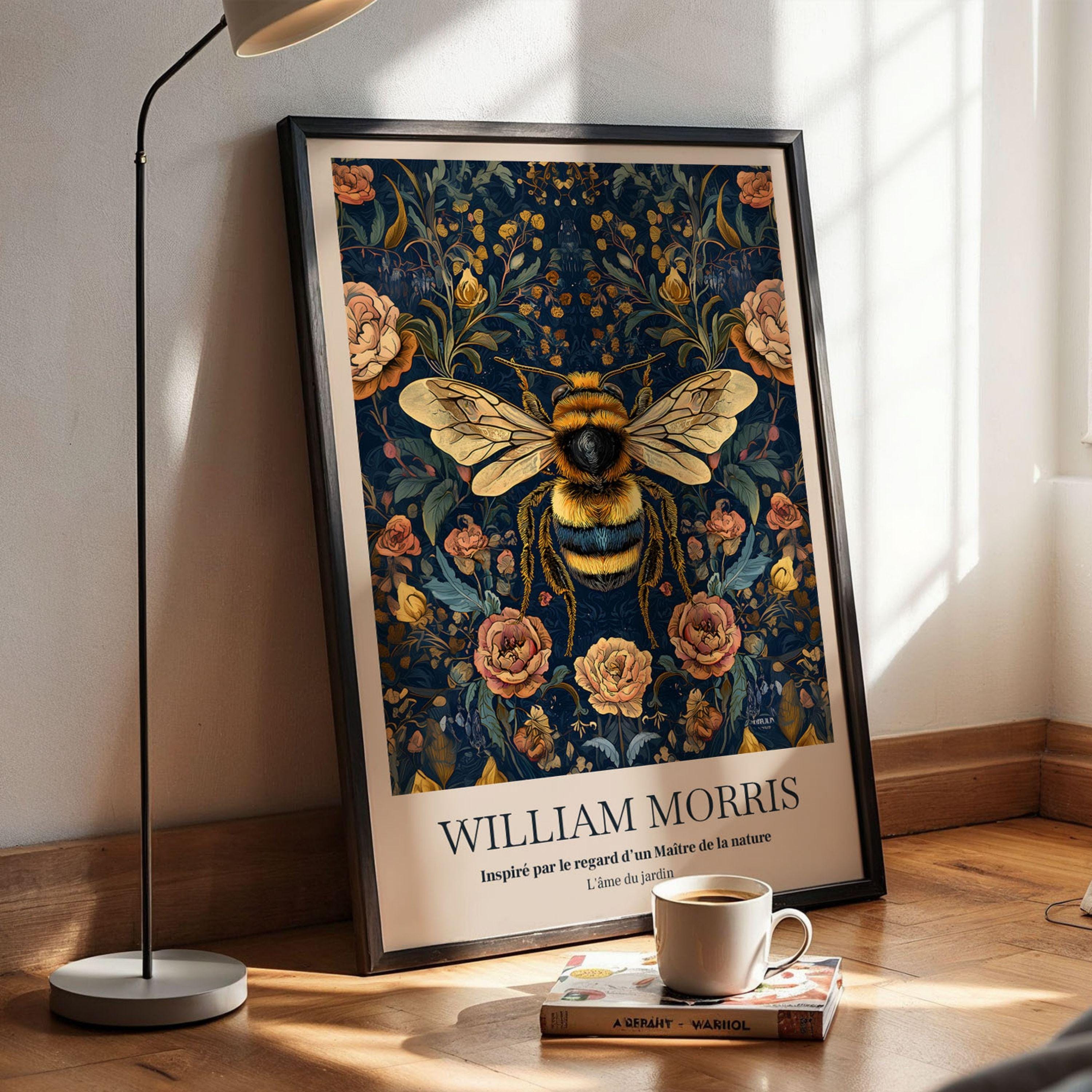 William Morris Inspired Bee Art Print Vintage Botanical Insect Poster ...