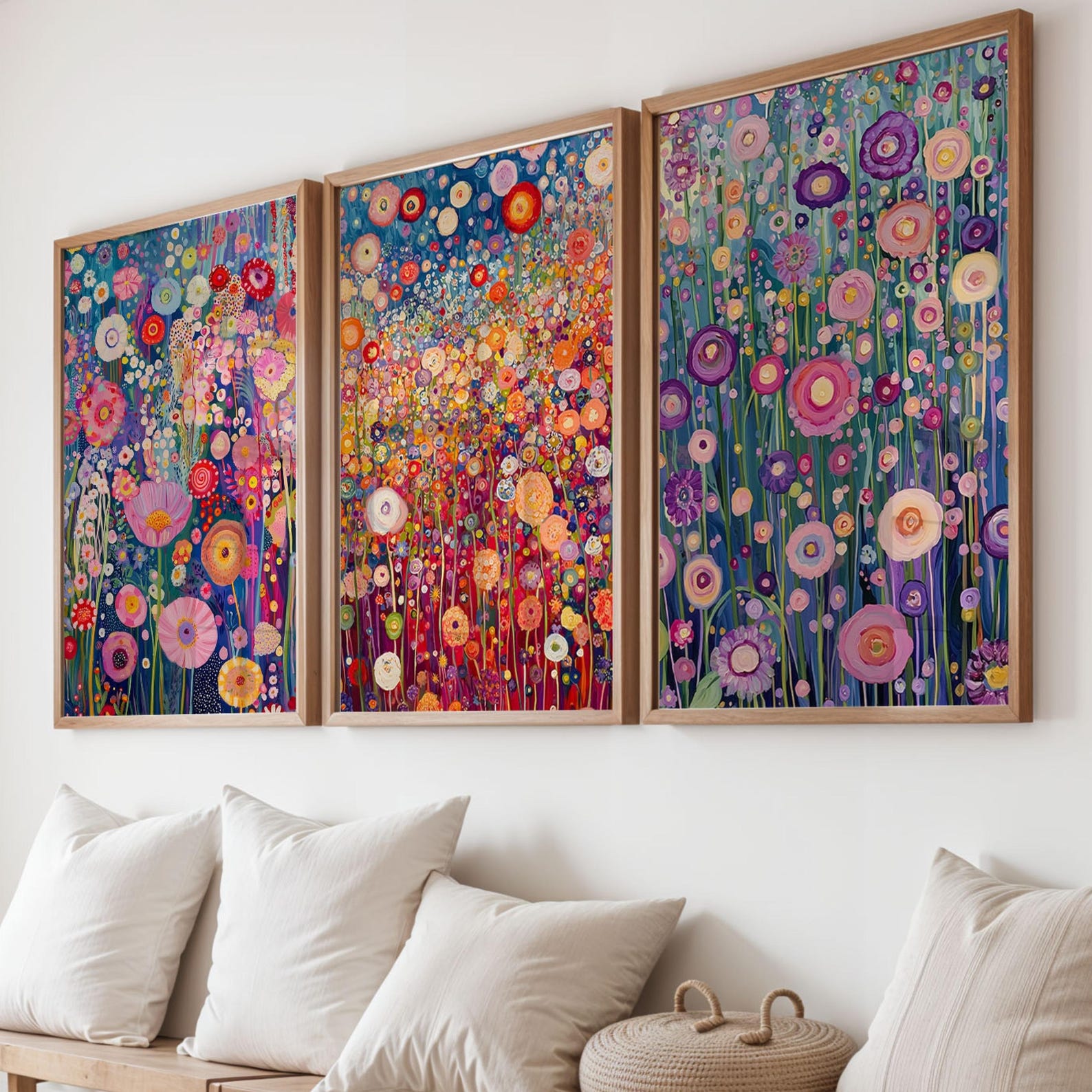 Gustav Klimt Purple Wildflower Art Print Poster Botanical Gold ...