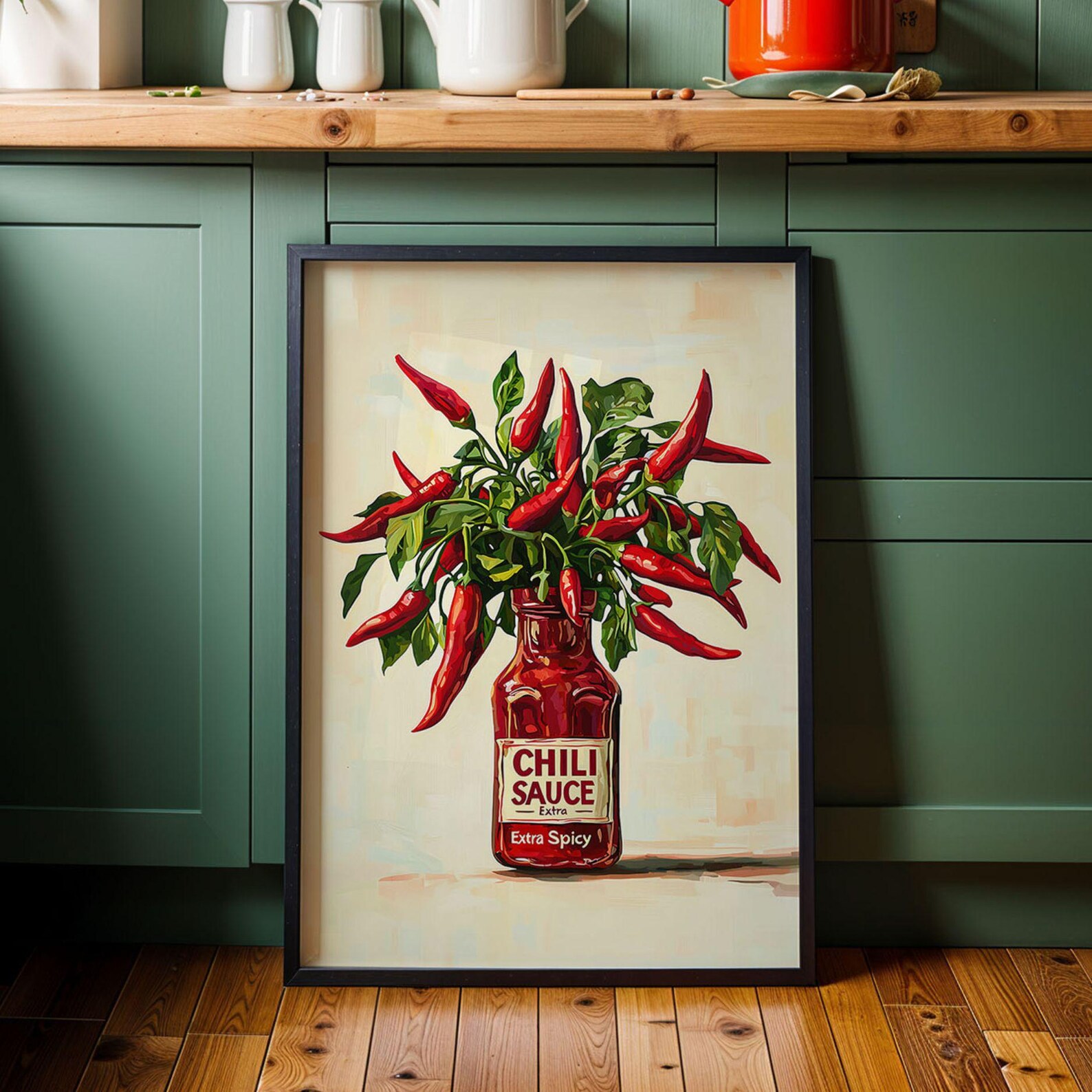 Chili Sauce Wall Art Spicy Red Pepper Print Kitchen Hot Sauce Poster ...