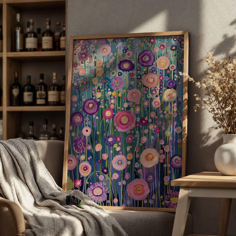 Gustav Klimt Purple Wildflower Art Print Poster Botanical Gold ...