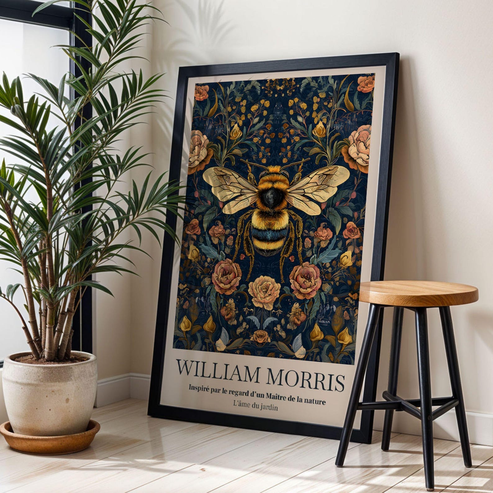 William Morris Inspired Bee Art Print Vintage Botanical Insect Poster ...
