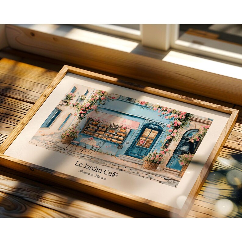Le Jardin Café Horizontal French Wall Art Poster Bakery Provence ...
