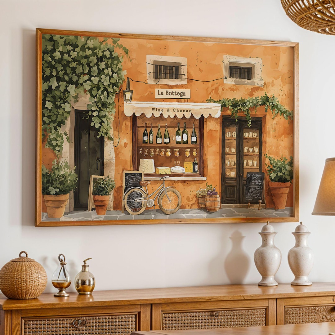 Italian Cafe Landscape Wall Art Vintage Poster Kitchen Decor Horizontal ...