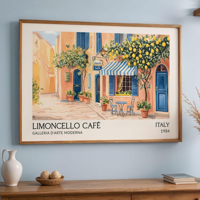 Limoncello Café Horizontal Italian Wall Art Poster Mediterranean ...