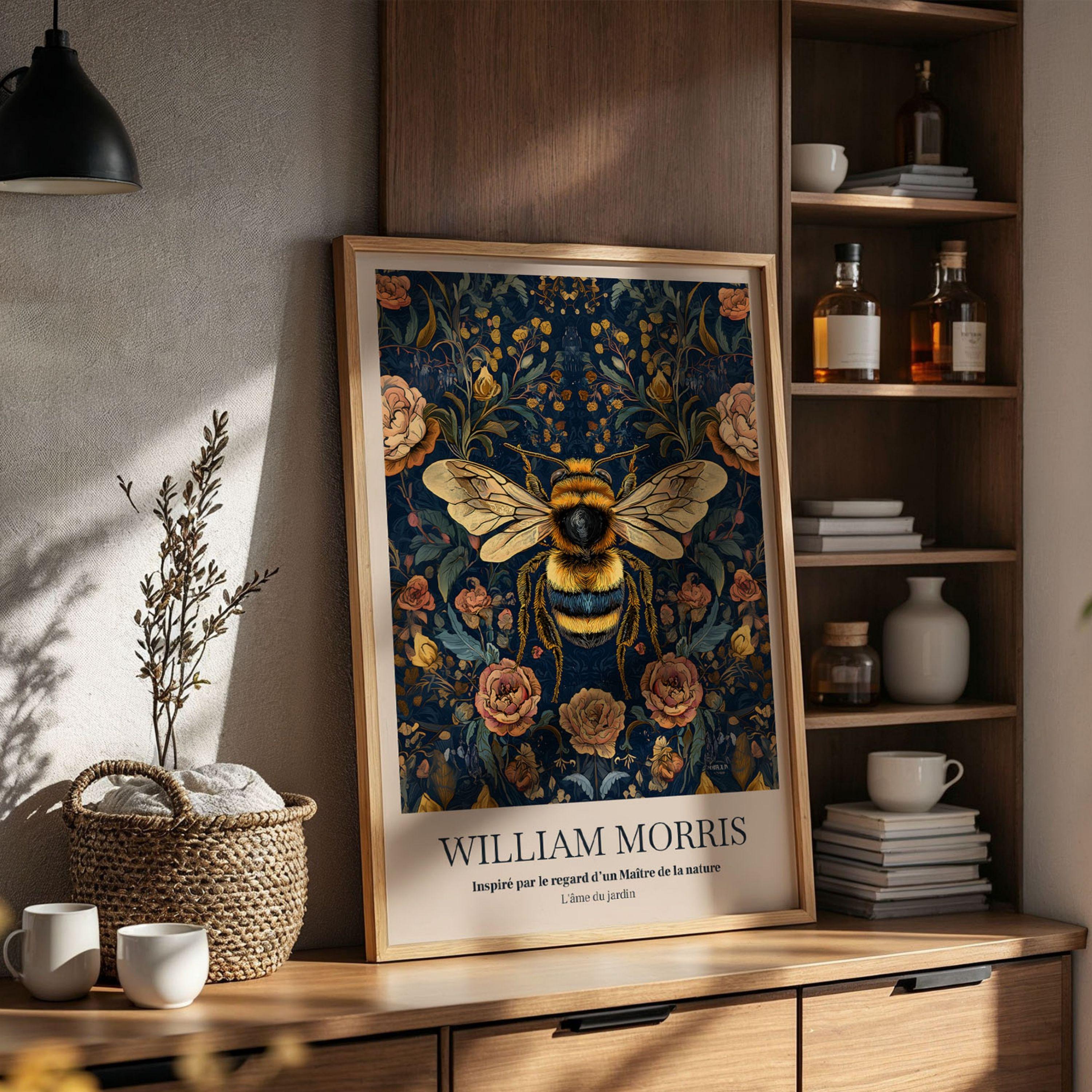 William Morris Inspired Bee Art Print Vintage Botanical Insect Poster ...