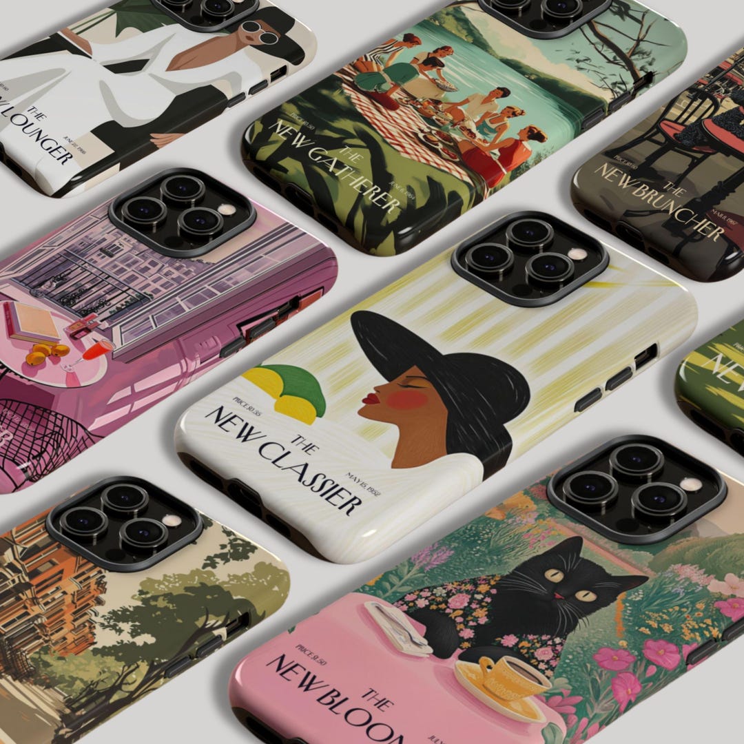 The New Yorker-inspired Retro Vintage Art Phone Case Hand-drawn iPhone ...