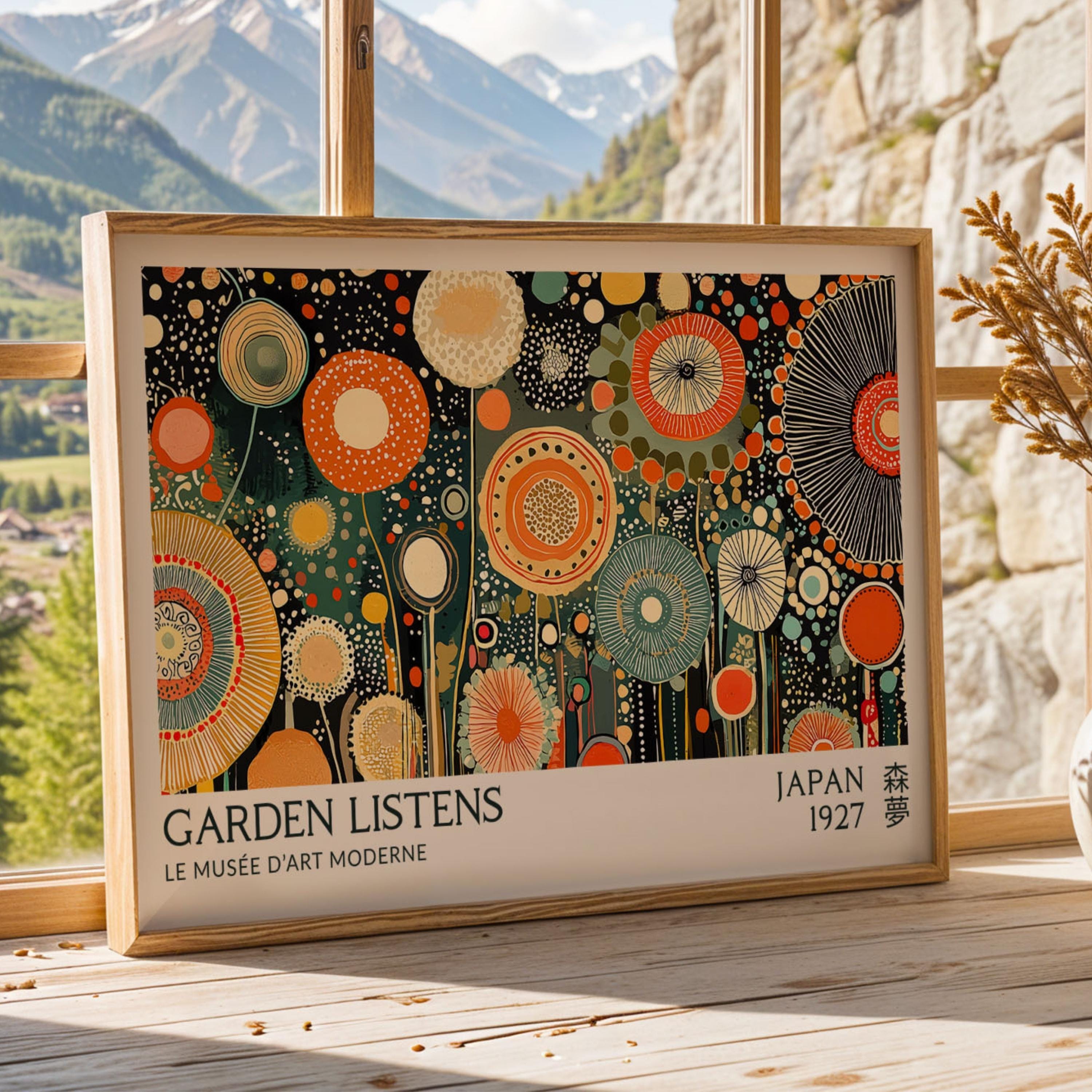 Colorful Abstract Garden Poster Modern Japanese Style Yayoi Kusama ...