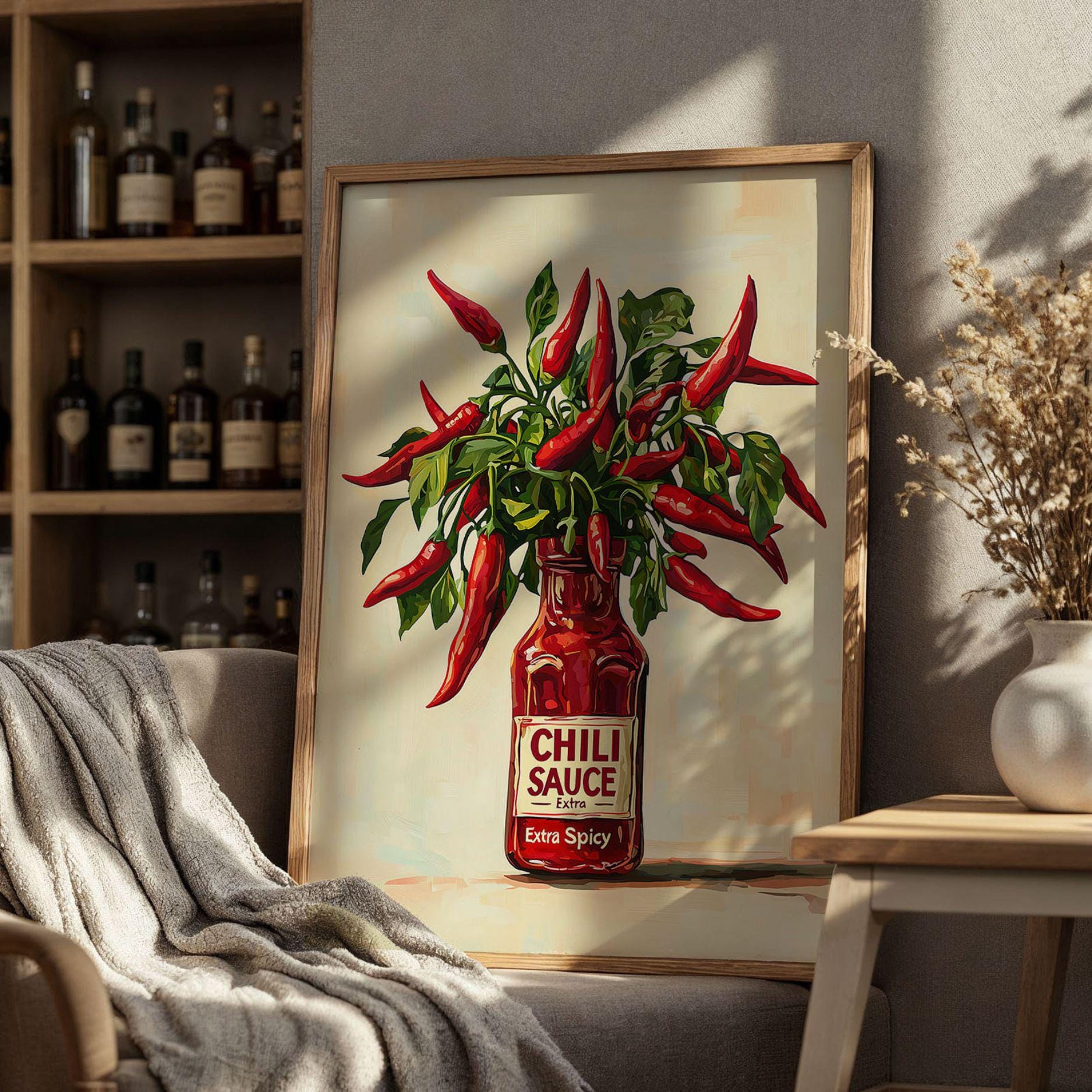 Chili Sauce Wall Art Spicy Red Pepper Print Kitchen Hot Sauce Poster ...