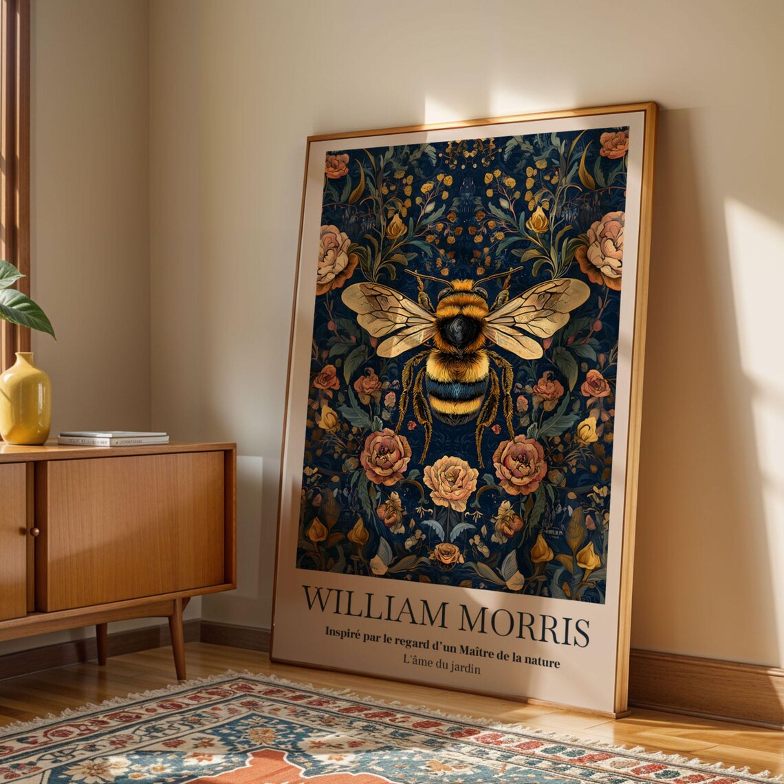 William Morris Inspired Bee Art Print Vintage Botanical Insect Poster ...