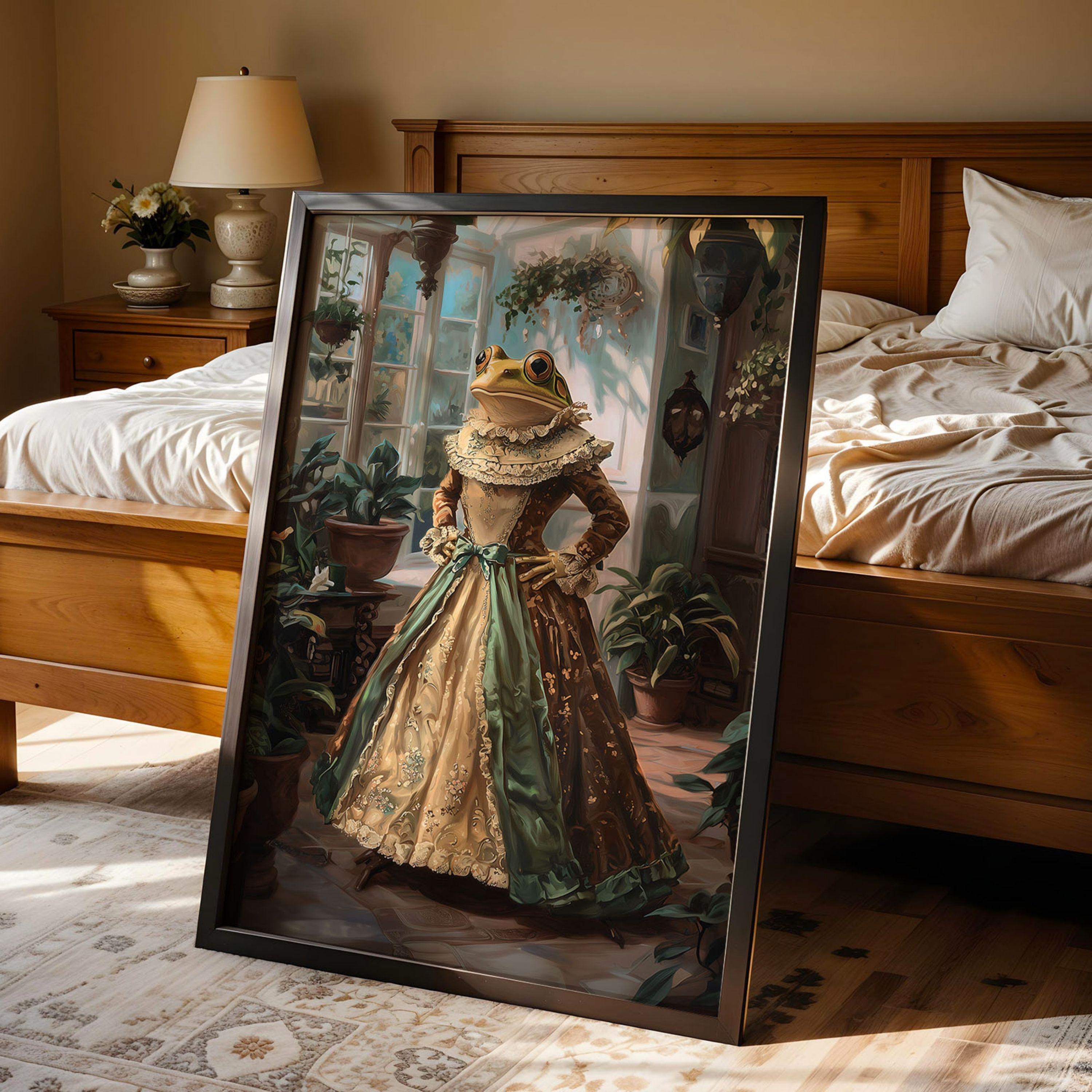 Victorian Lady Frog Portrait Poster Whimsical Animal Wall Art Elegant ...