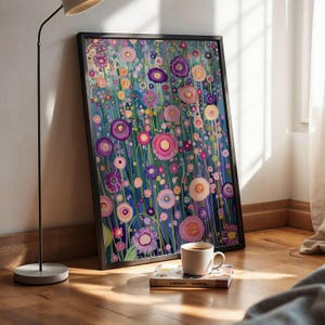 Gustav Klimt Purple Wildflower Art Print Poster Botanical Gold ...